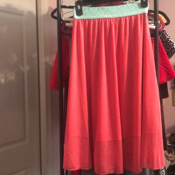 LuLaRoe | Skirts | Banded Skirt Coral And Aqua | Poshmark